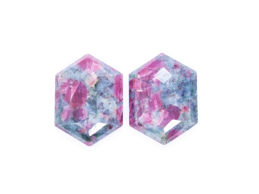 Natural Ruby Zoisite Gemstone Hexagon Shape Blue Ruby Zoisite Faceted ...