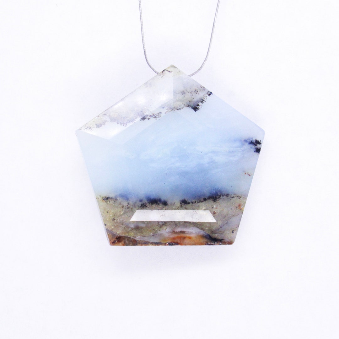 Natural Peruvian Blue Opal Gemstone, Pentagon Shape Blue Opal, Faceted ...