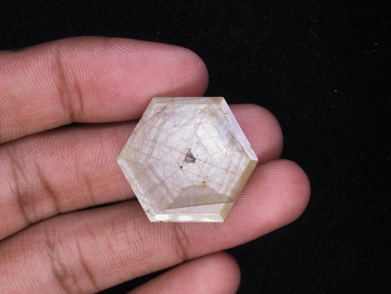 Natural Yellow Star Sapphire Hexagon Cabochon, Faceted Gemstone for ...