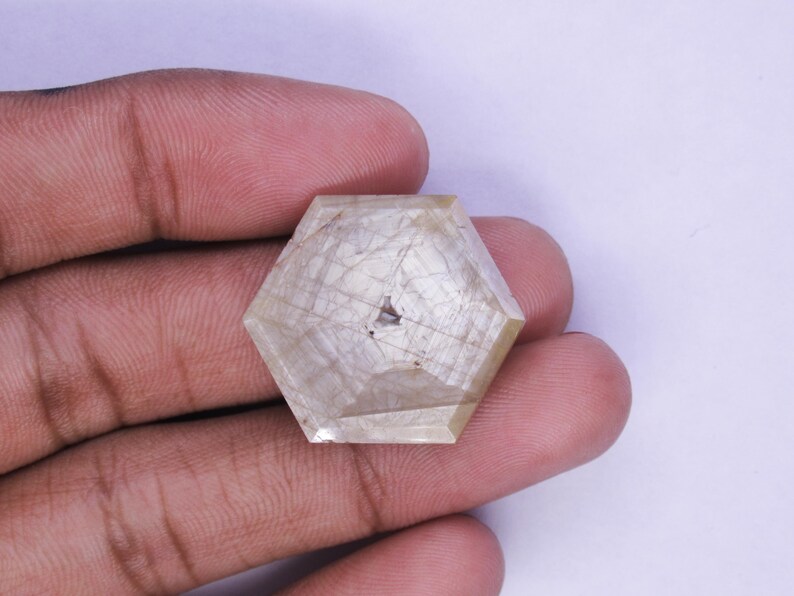 Natural Yellow Star Sapphire Hexagon Cabochon, Faceted Gemstone for ...