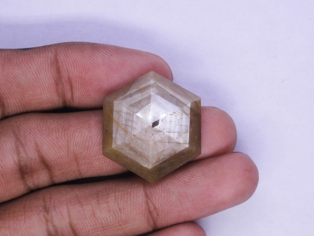 Natural Yellow Star Sapphire Hexagon Cabochon, Faceted Gemstone for ...