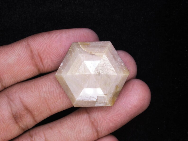 Natural Yellow Star Sapphire Gemstone, Faceted Cabochon Gemstone ...