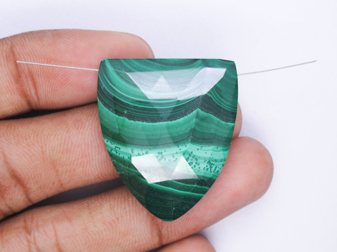 Natural Malachite Gemstones, Fancy Shape Malachite, Faceted Cabochon ...