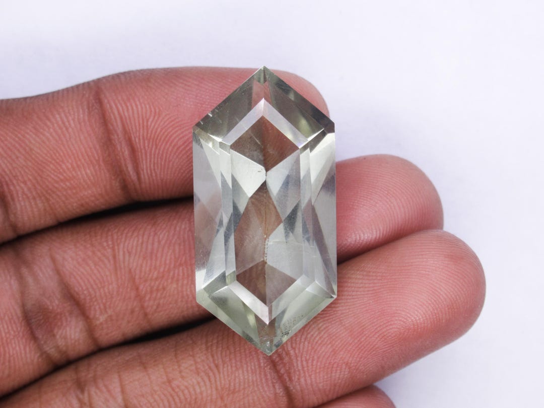 Natural Prasiolite Gemstones, Hexagon Shape Green Prasiolite Amethyst ...