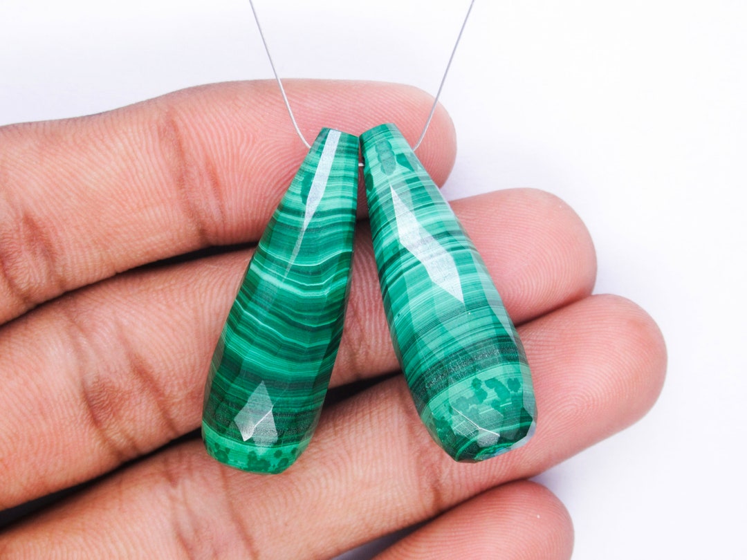Natural Malachite Gemstone, Drop Shape Malachite, Faceted Briolettes ...