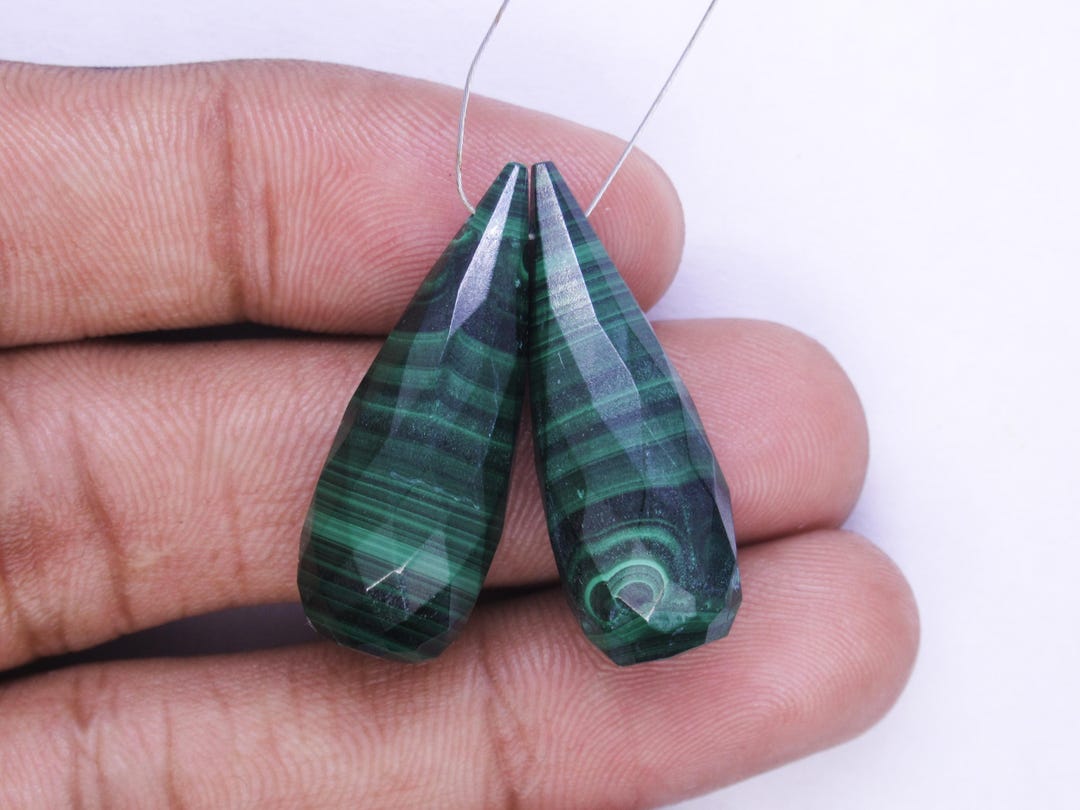 Natural Malachite Gemstone, Drop Shape Malachite, Faceted Briolettes ...
