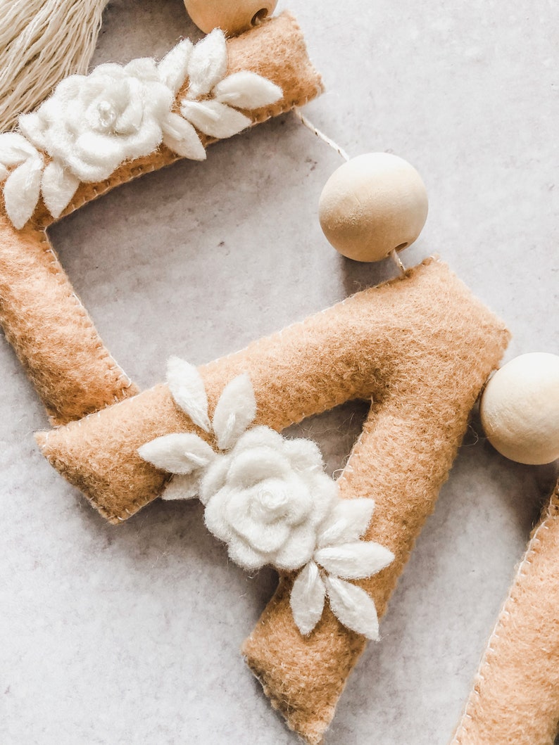 Floral Felt Letter Banner L Highchair Banner L Neutral Boho - Etsy