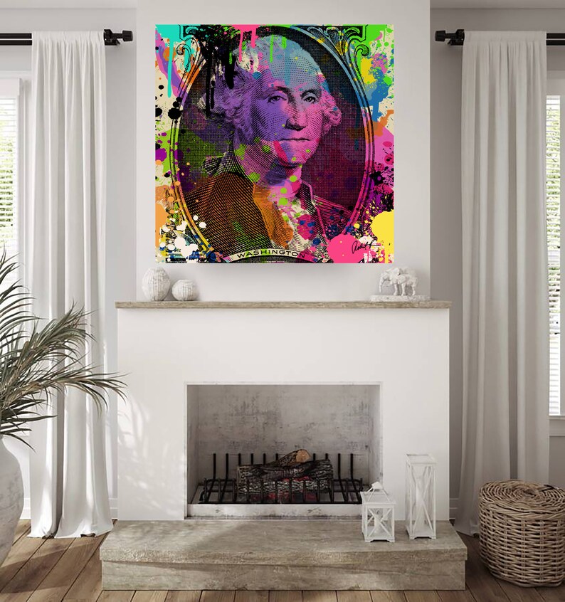 Very COOL 36x36 Huge Canvas George Washington Graffiti 2021 Modern ...