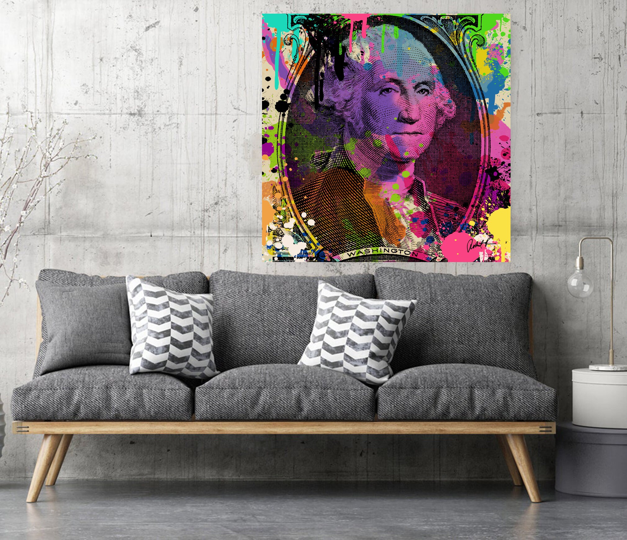 Very COOL 36x36 Huge Canvas George Washington Graffiti 2021 | Etsy
