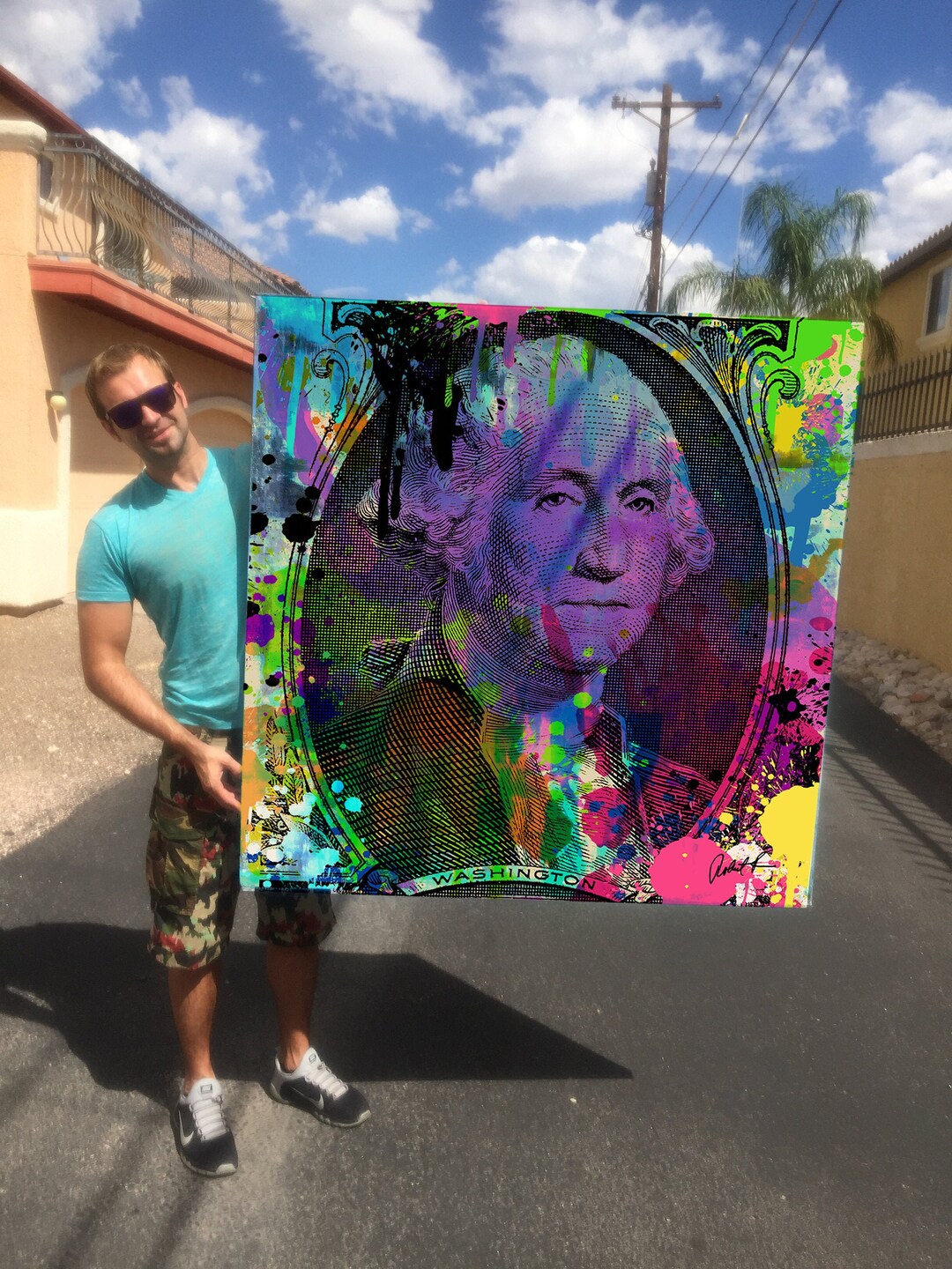 Very COOL 36x36 Huge Canvas George Washington Graffiti 2021 Modern ...