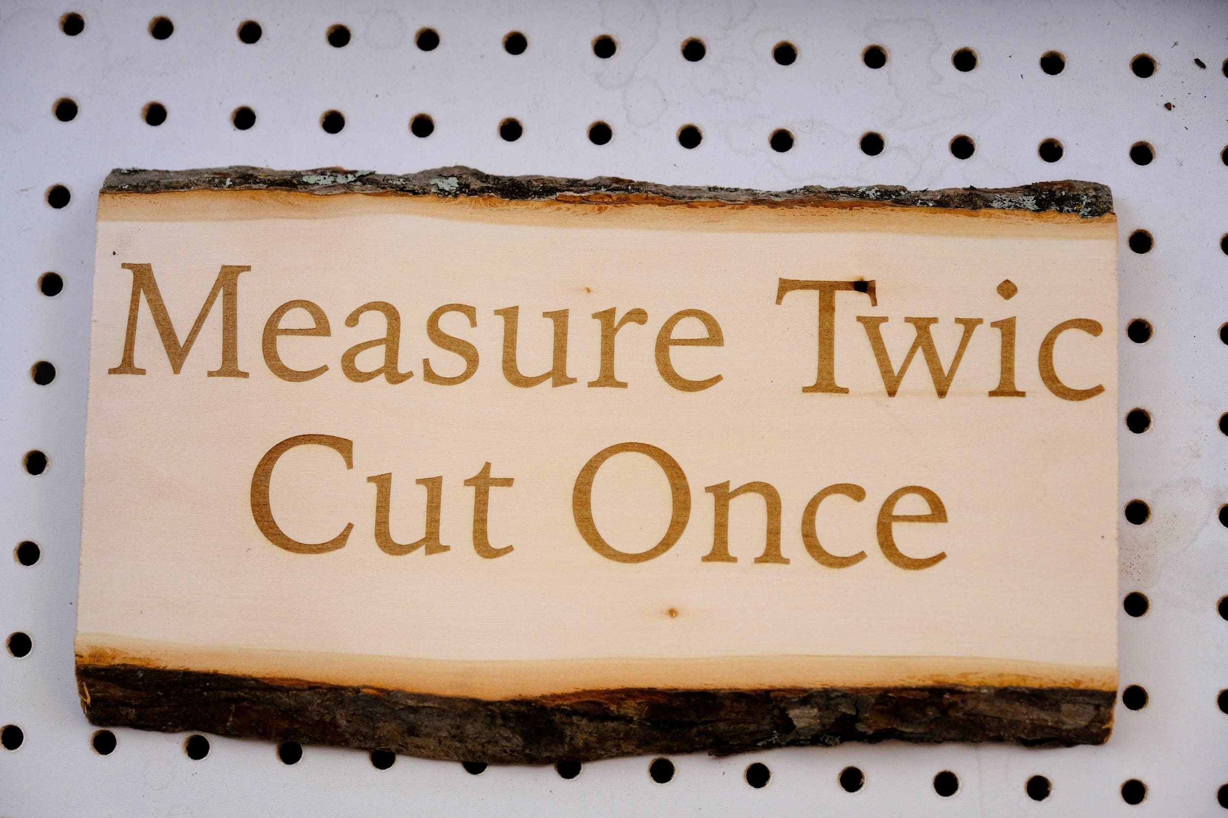 Handmade Measure Twice Cut Once Sign | Rustic Wall Art for Carpenters ...
