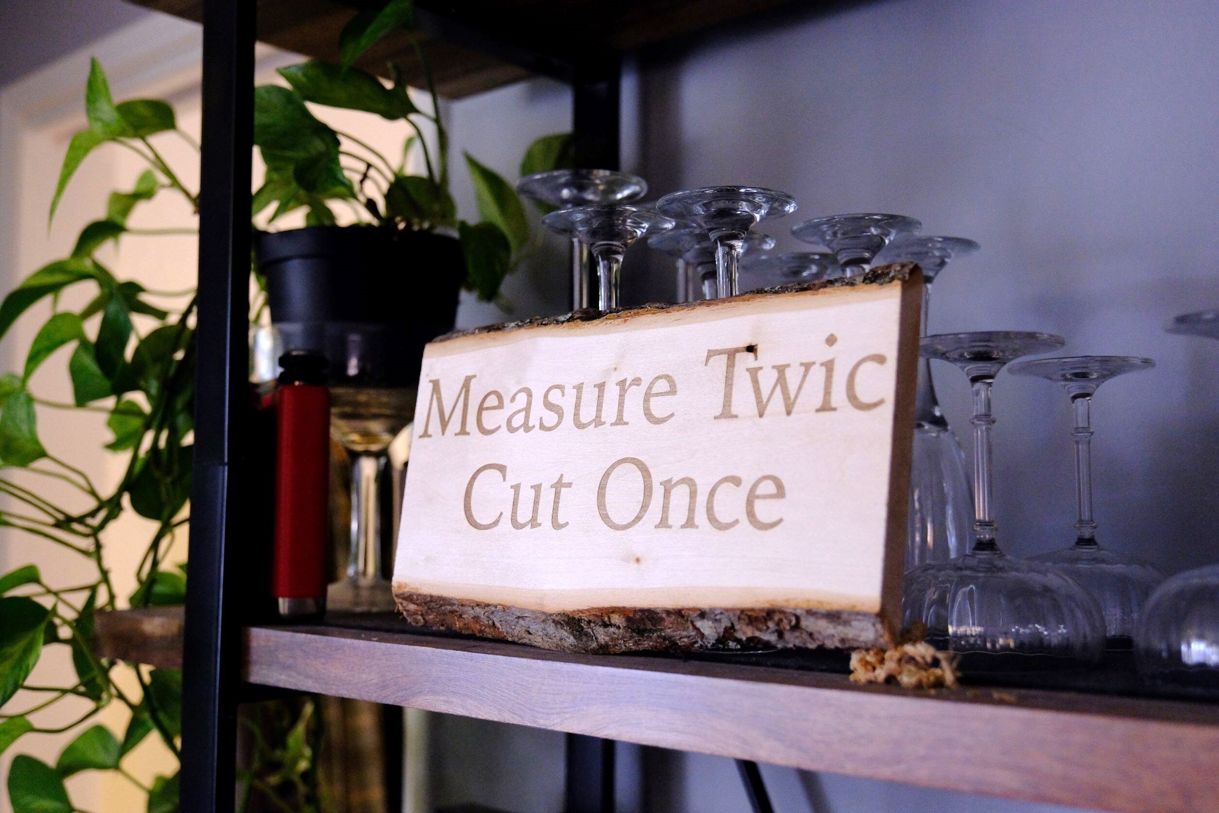 Handmade Measure Twice Cut Once Sign | Rustic Wall Art for Carpenters ...