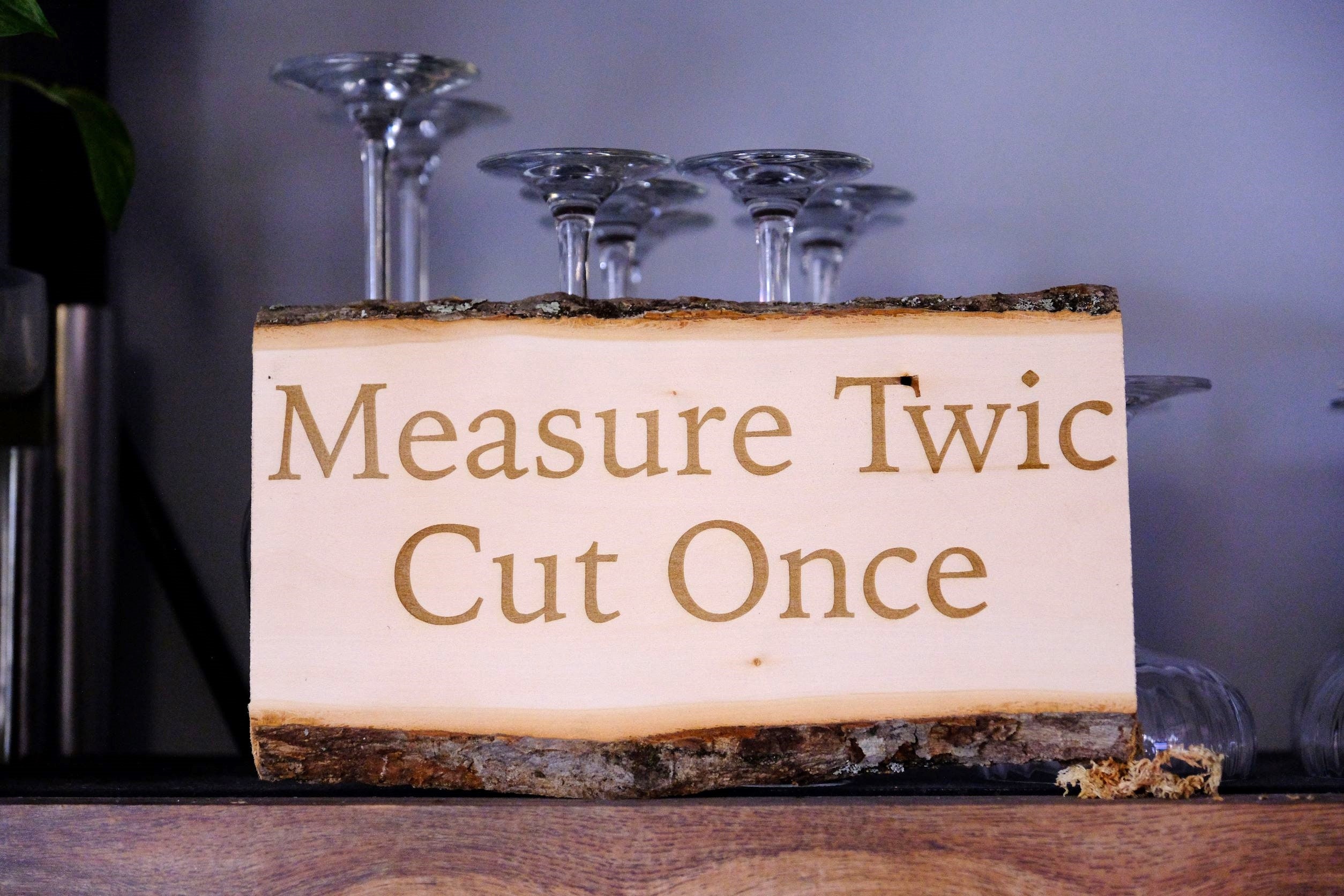 Handmade Measure Twice Cut Once Sign | Rustic Wall Art for Carpenters ...