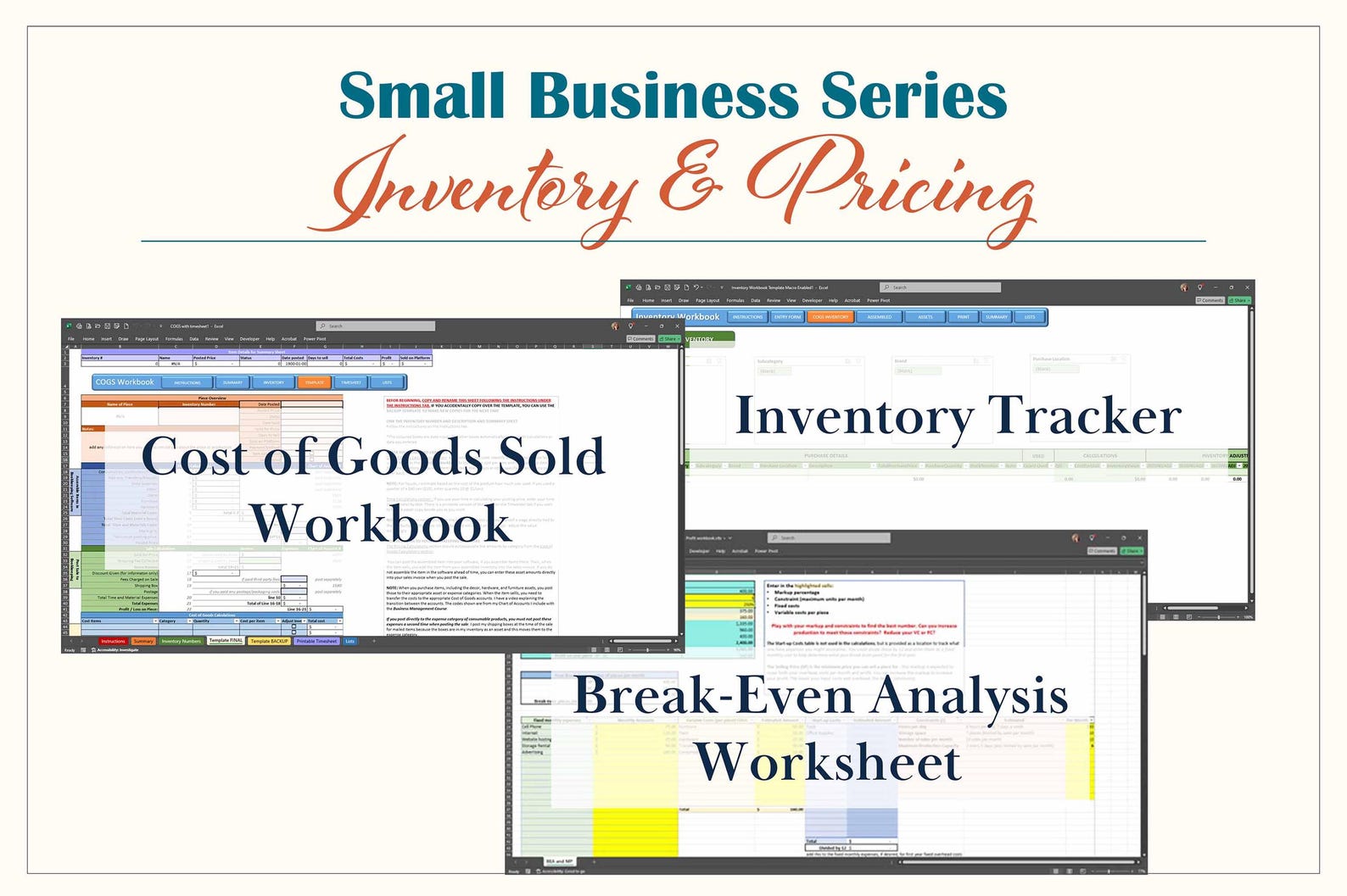 Excel Template Bundle: Inventory, COGS, Break-even Analysis (digital ...