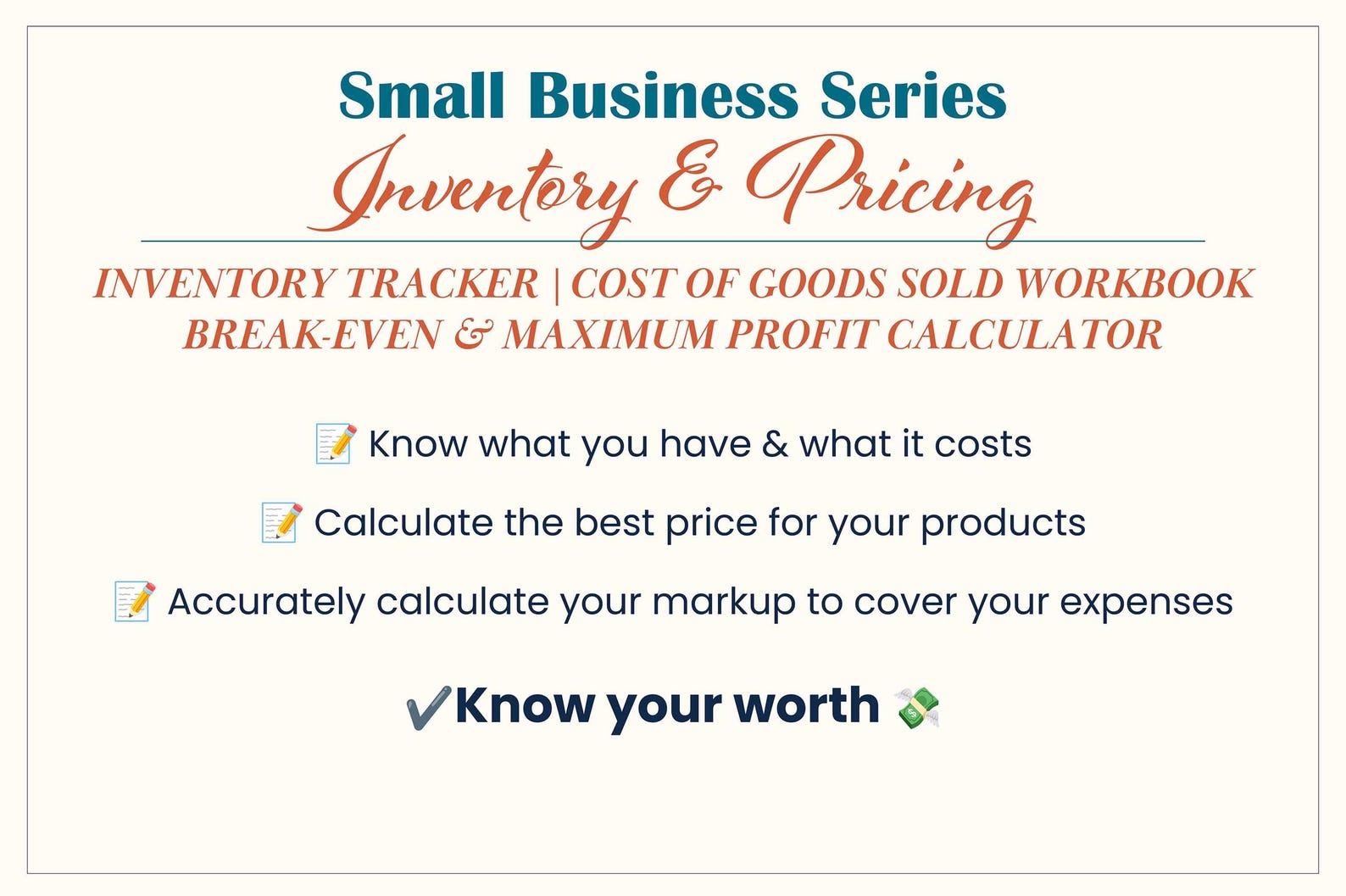 Excel Template Bundle: Inventory, COGS, Break-even Analysis (digital ...
