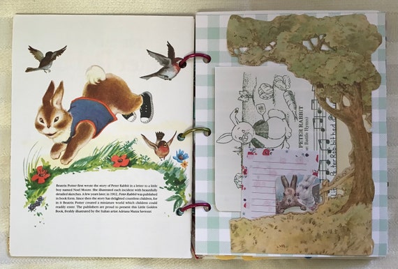 Paper Little Golden book Peter rabbit journal handmade. Mixed Media ...