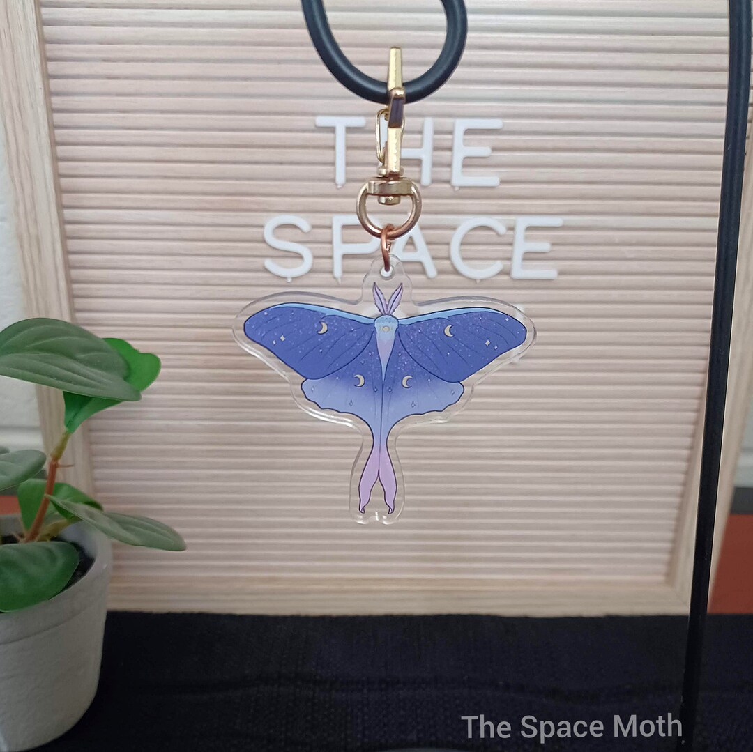 Space Luna Moth Acrylic Keychain Charm | Cute Moth Key Charm | Moth ...