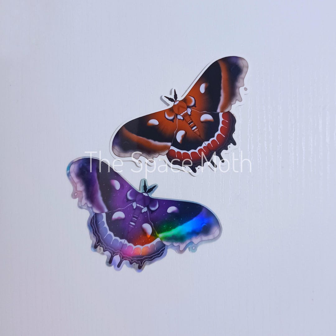 Drippy, Melting Cecropia Moth Sticker, Holographic, Glossy Insect ...