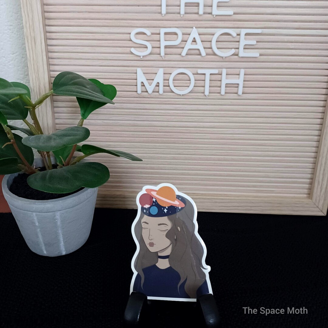 Space Girl Waterproof Vinyl Sticker Decal, Planet Sticker, Space ...