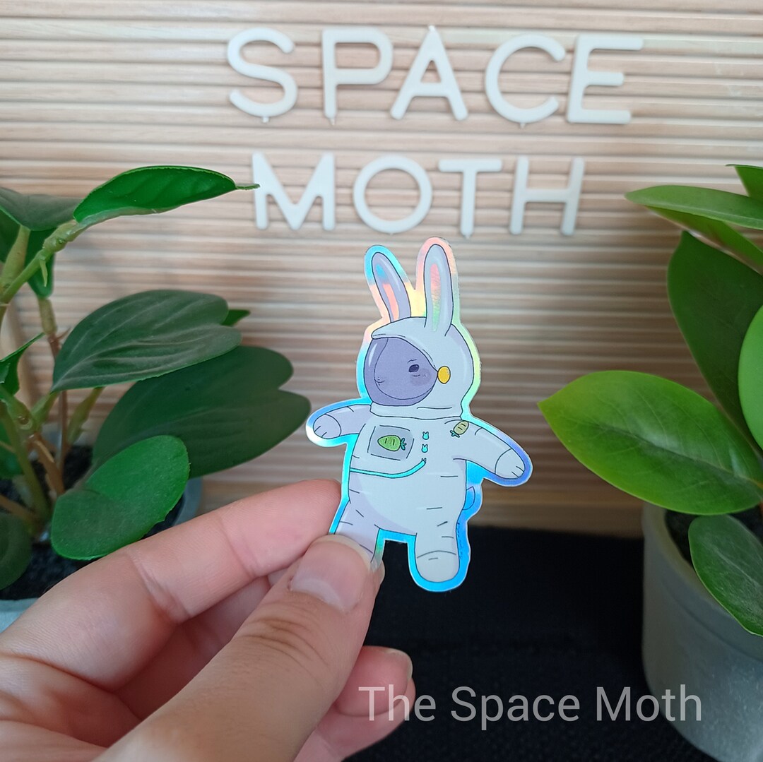Astronaut Bunny Holographic Sticker | Astronaut Animal Sticker | Bunny ...