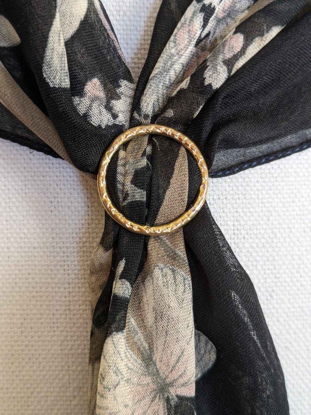 Mini Brass Scarf Ring, .8 Inch Handmade Textured Scarf Buckle, Slide ...