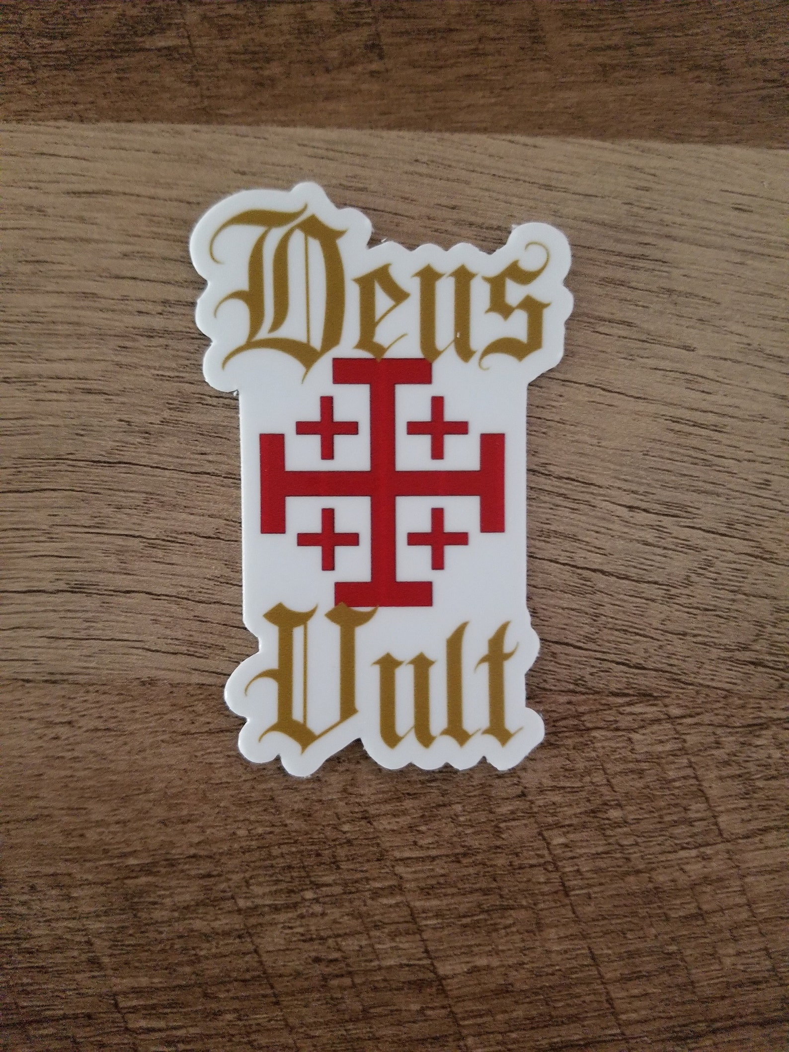 Deus Vult Sticker: Catholic Jerusalem Cross- God Wills It, Waterproof ...