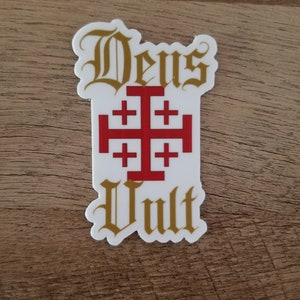 Deus Vult Sticker: Catholic Jerusalem Cross- God Wills It, Waterproof ...