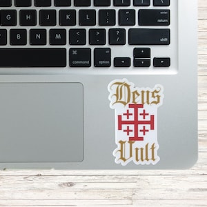 Deus Vult Sticker: Catholic Jerusalem Cross- God Wills It, Waterproof ...