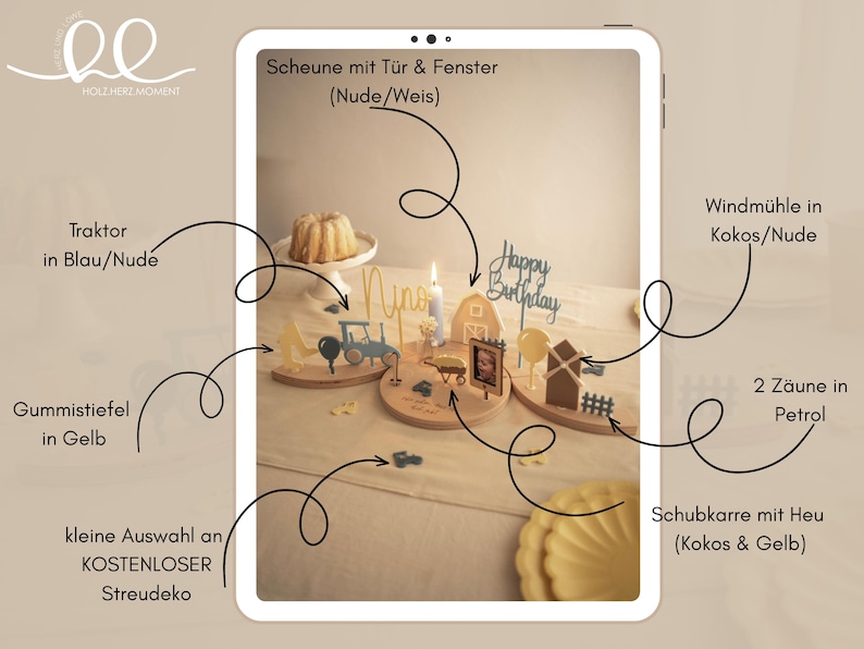 Farm Theme Set for Children's Birthdays - Acrylic Plugs With Tractor ...