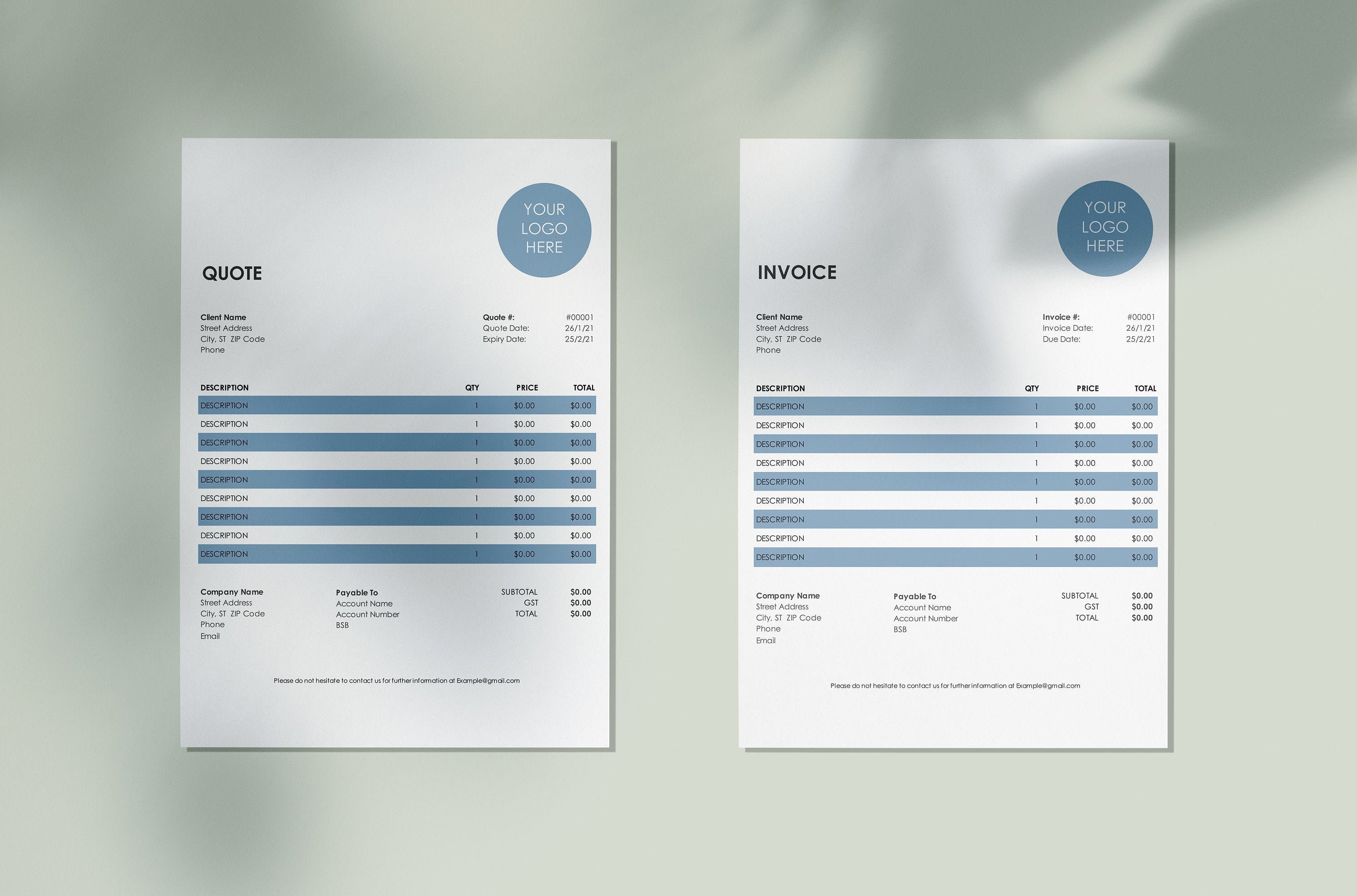 Invoice & Quote Template With MS Excel Auto Calculation Features - Etsy