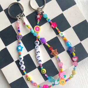 Beaded Name Keychain With Charms and Beads | Personalised Gift | Custom ...