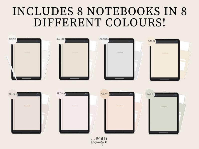 Digital Notebook | 12 Dividers Sections | 40 Digital Page Templates ...