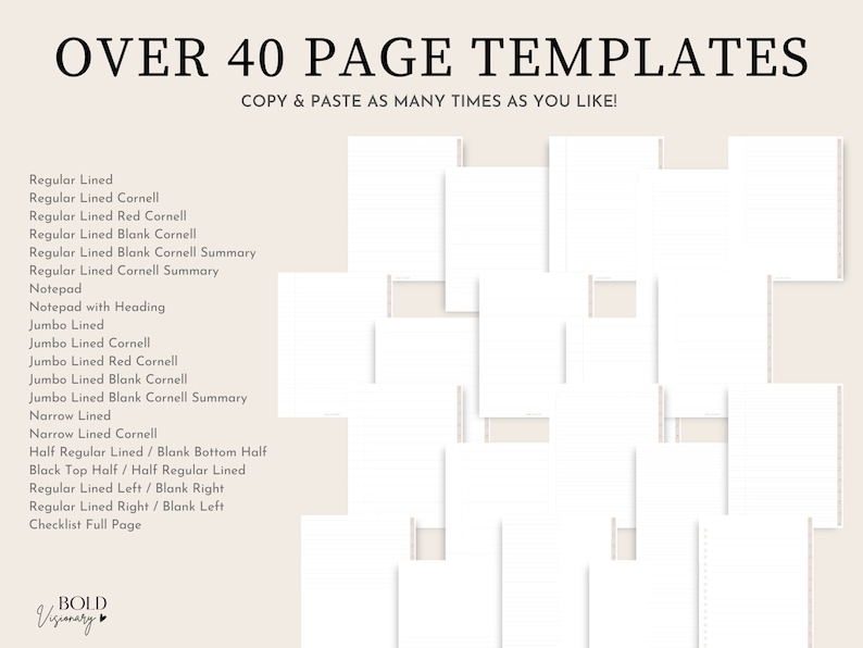 Digital Notebook | 12 Dividers Sections | 40 Digital Page Templates ...