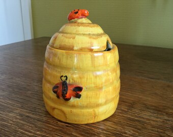 Vintage Orange Honey Pot With Bee Dipper. - Etsy UK