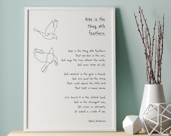 PRINTABLE Hope Poem by Emily Dickinson, Printable Inspirational Wall ...