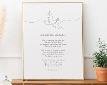 Emily Dickinson Hope is the Thing With Feathers Poem, Emily Dickinson ...