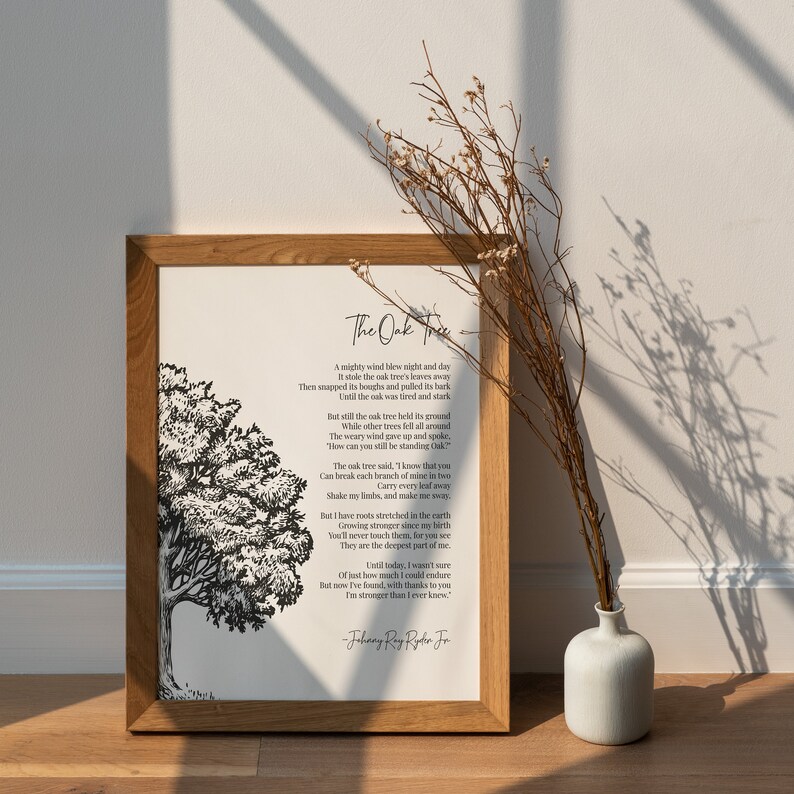 The Oak Tree Poem by Johnny Ray Ryder Jr. Print / Canvas / Framed Print ...