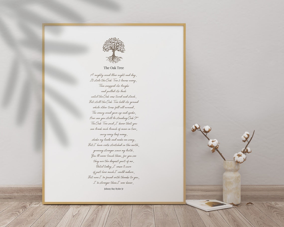 The Oak Tree Poem by Johnny Ray Ryder Jr. Print / Canvas / Framed Print ...