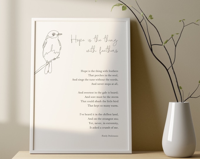 Vintage Poetry Art, Hope is the Thing With Feathers, Emily Dickinson ...