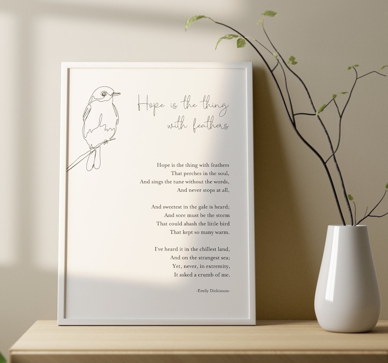 Emily Dickinson Hope is the Thing With Feathers Poem - Etsy