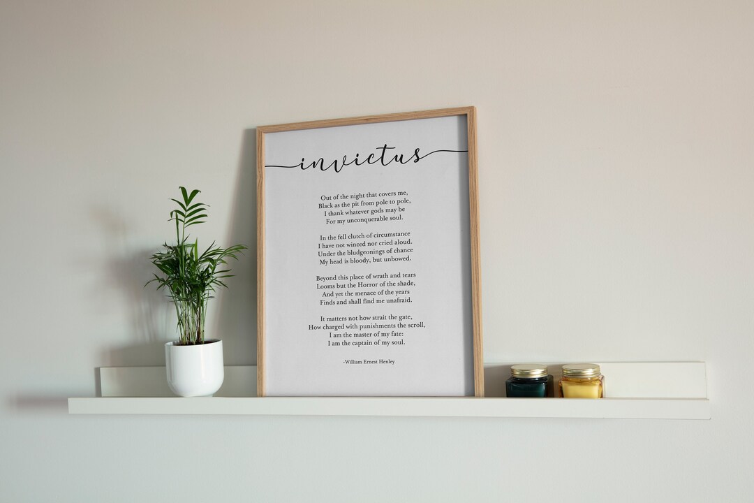 Invictus - William Ernest Henley, Print, Framed Print, Canvas, Gift ...
