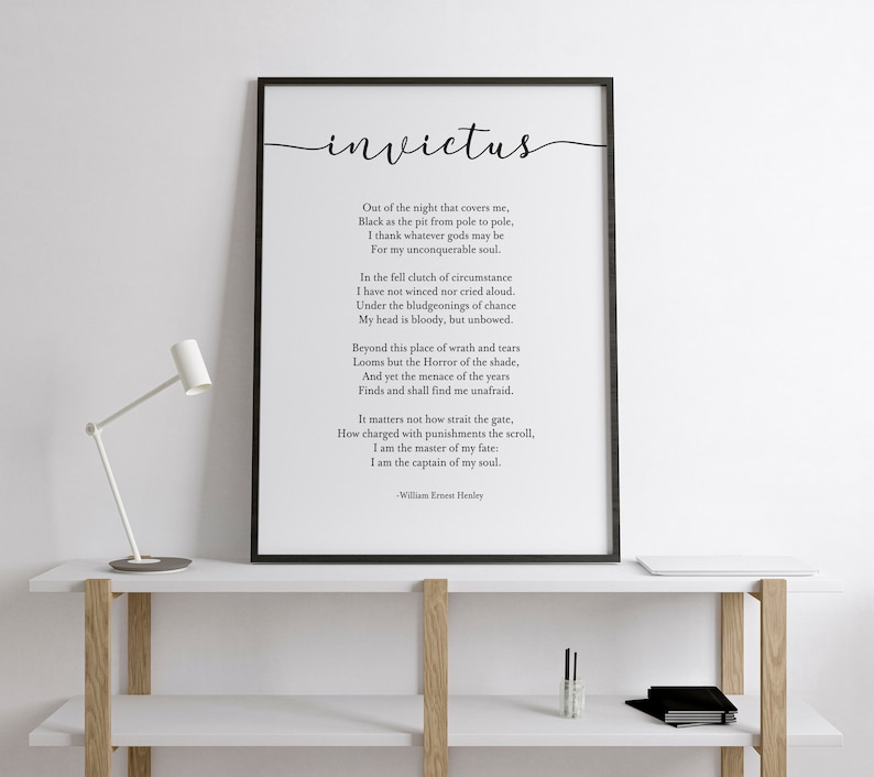 Invictus William Ernest Henley Print Framed Print Canvas - Etsy