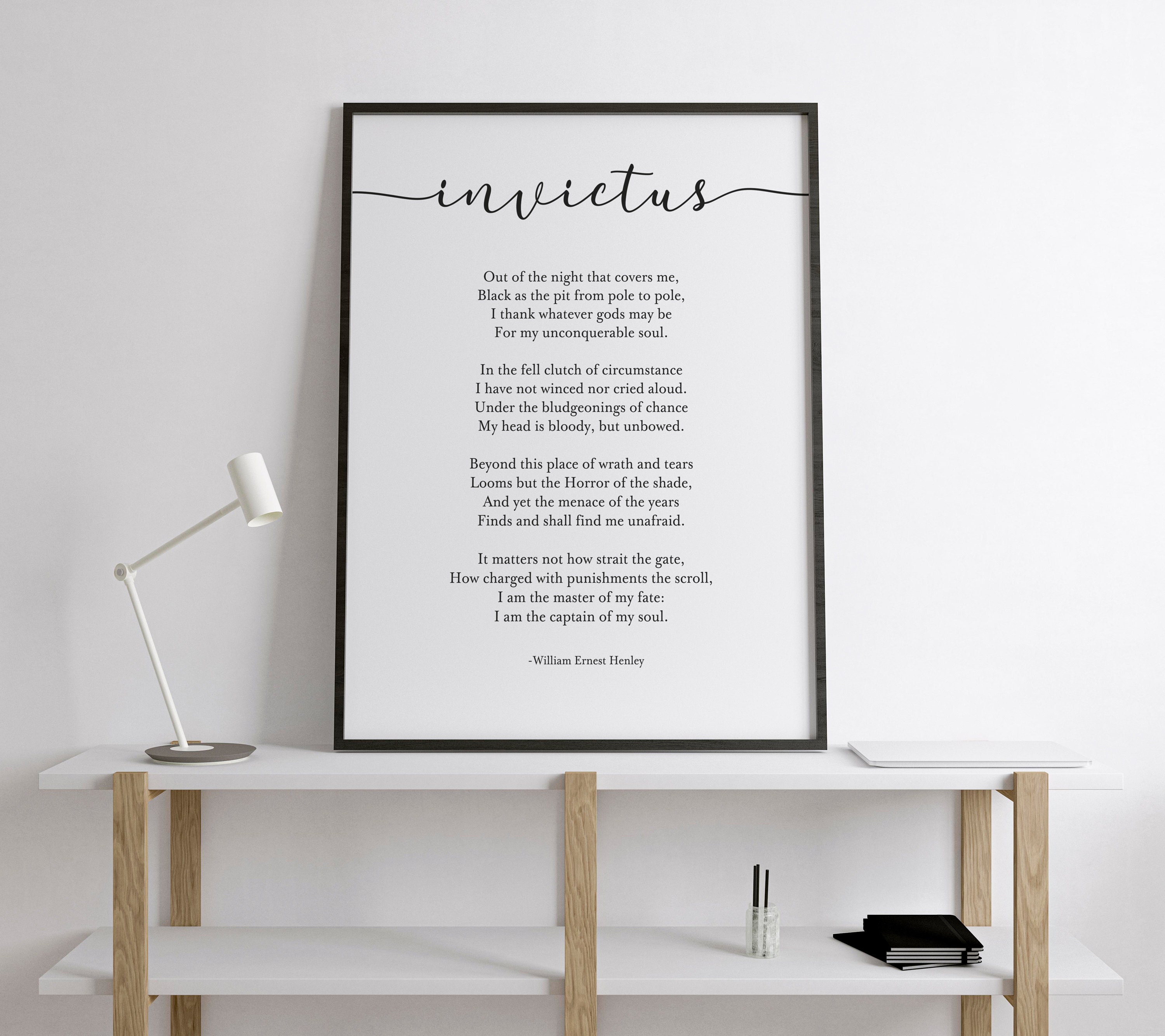 Invictus William Ernest Henley Print Framed Print Canvas - Etsy