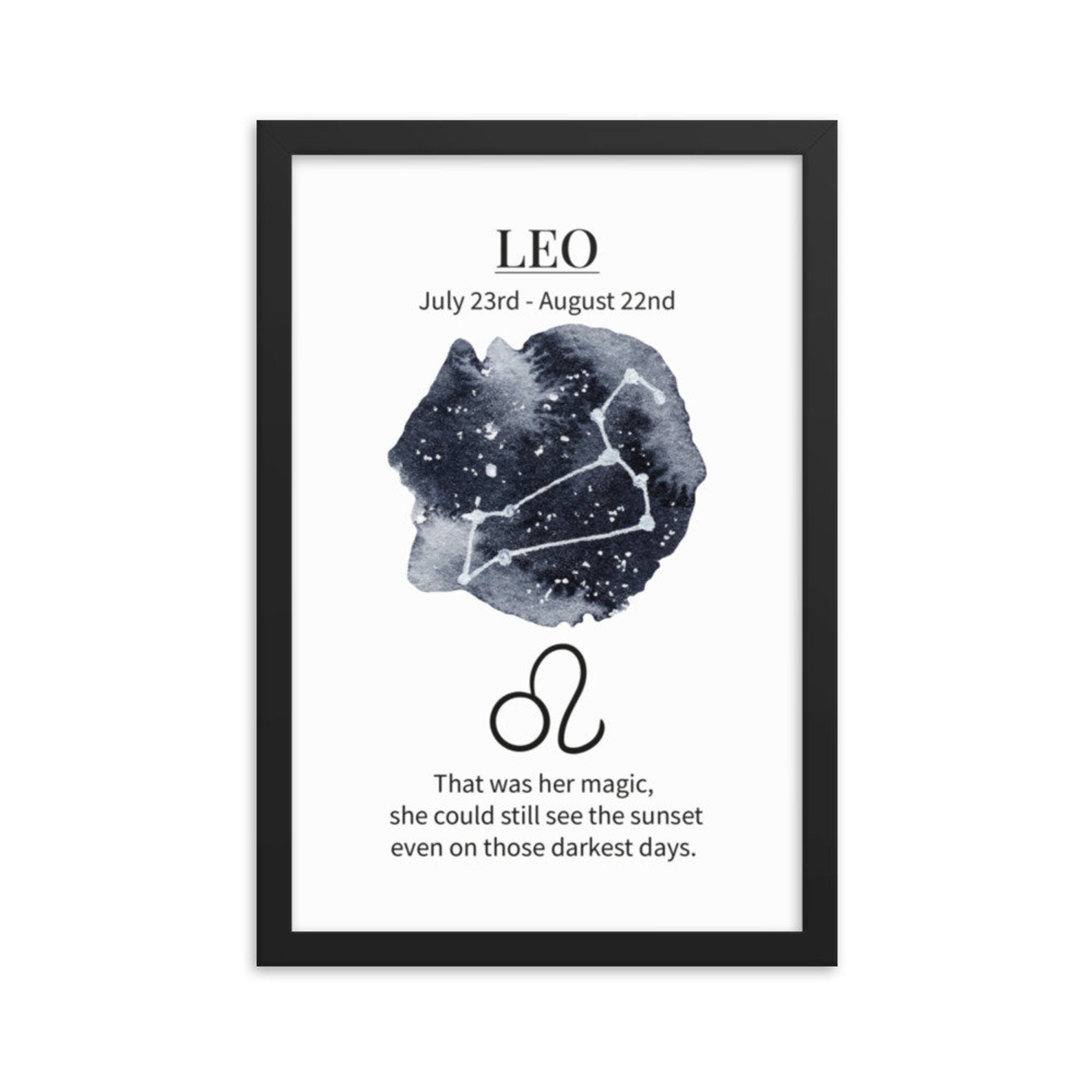 Leo Zodiac Wall Art, Star Sign Decor, Canvas, Framed Print ...