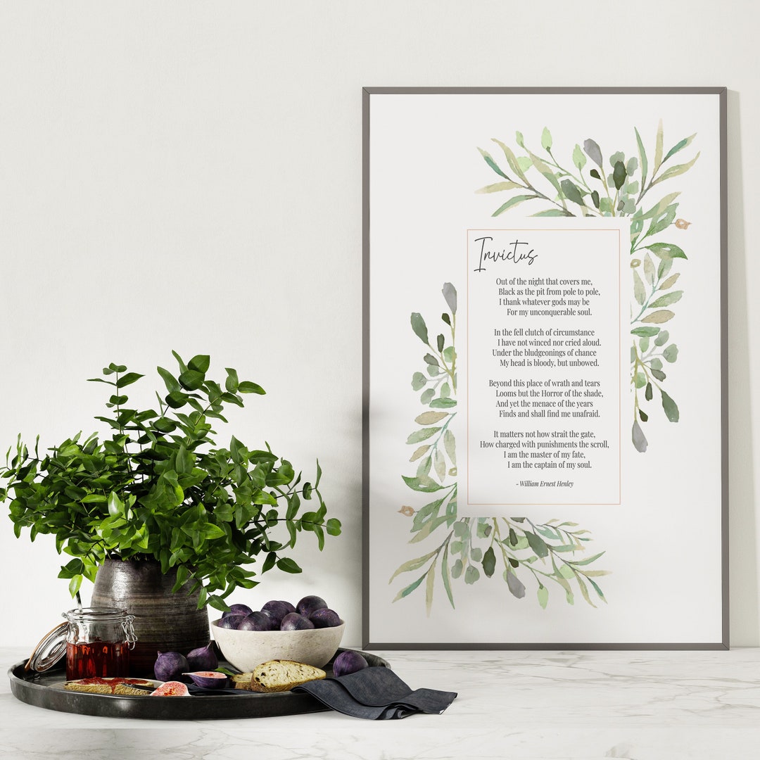 Invictus - William Ernest Henley, Print, Framed Print, Canvas, Gift ...