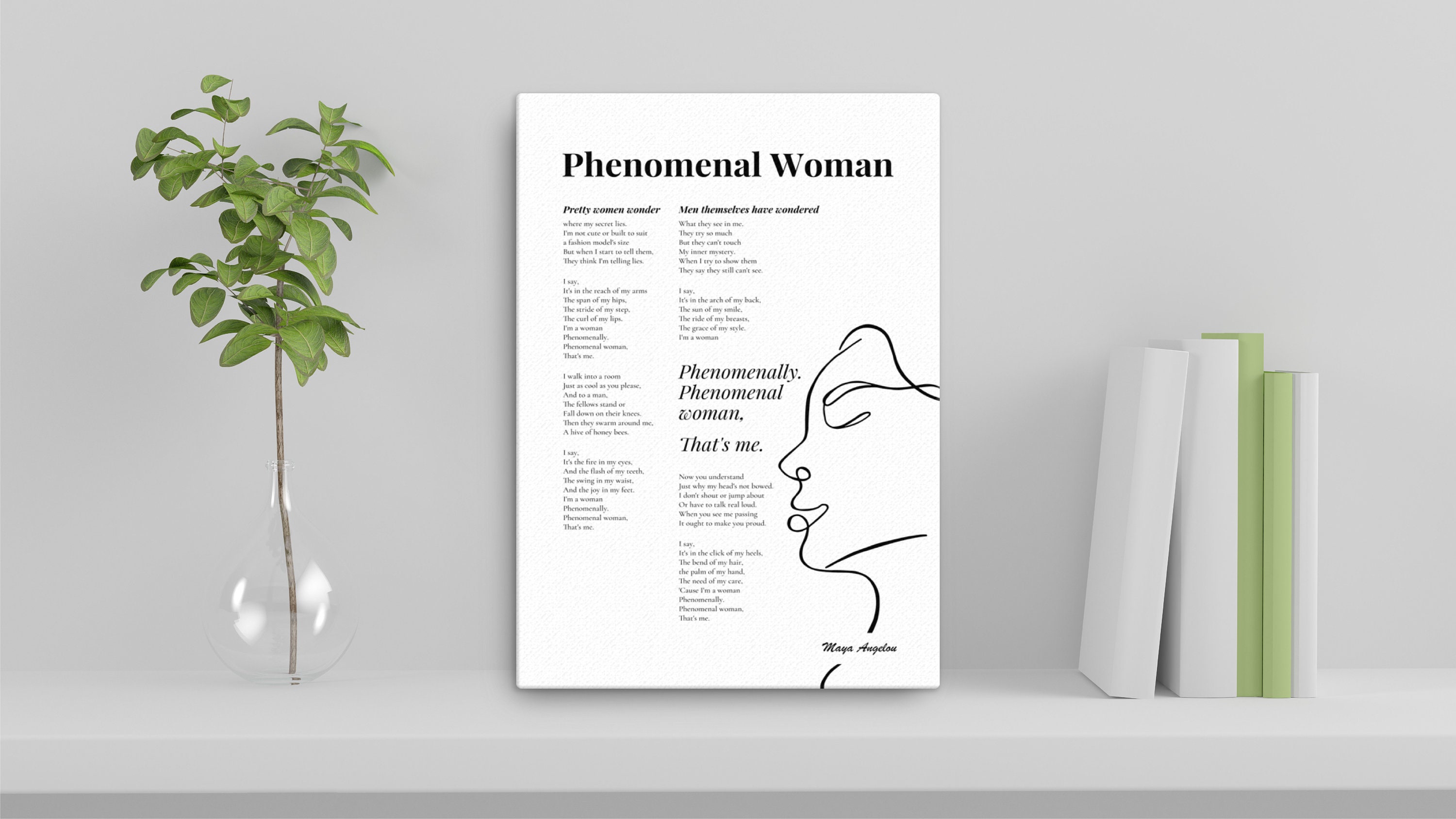 Phenomenal Woman by Maya Angelou Poem Print, Canvas, Framed Print ...