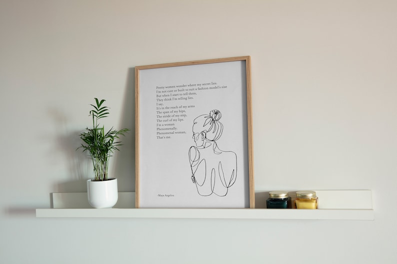 Maya Angelou Poem Print, Phenomenal Woman Line Art - Etsy