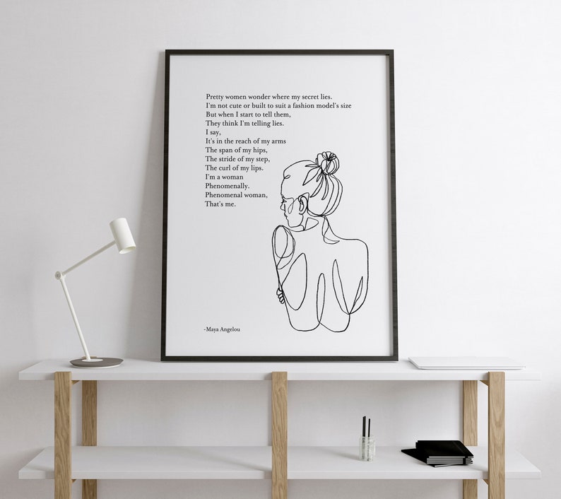 Maya Angelou Poem Print, Phenomenal Woman Line Art - Etsy
