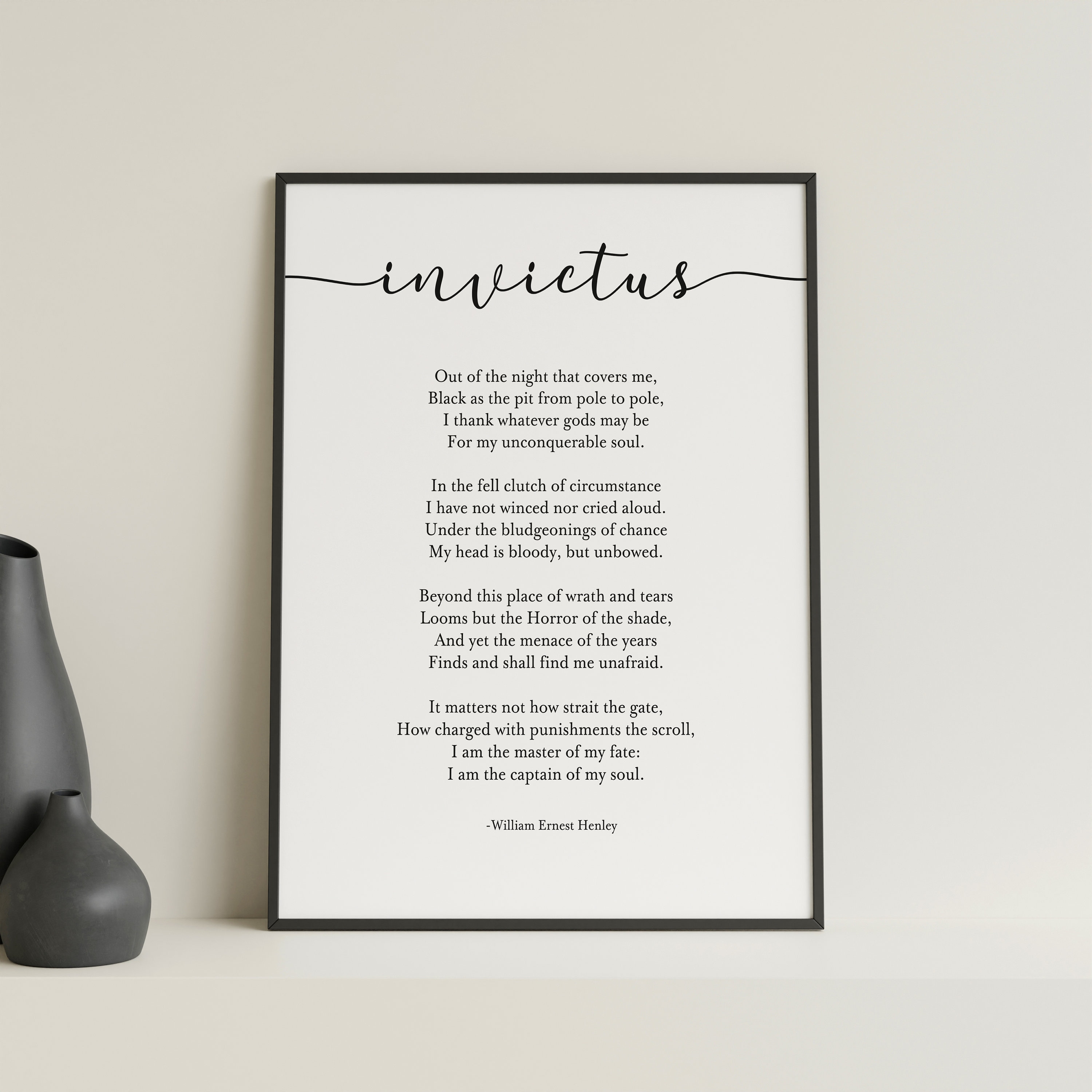 Invictus William Ernest Henley Print Framed Print Canvas - Etsy
