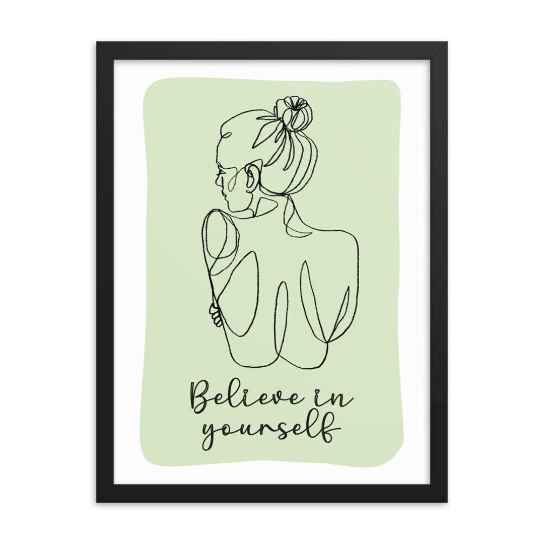 Female Form Line Art Print, Believe in Yourself, Modern Home Gallery - Etsy